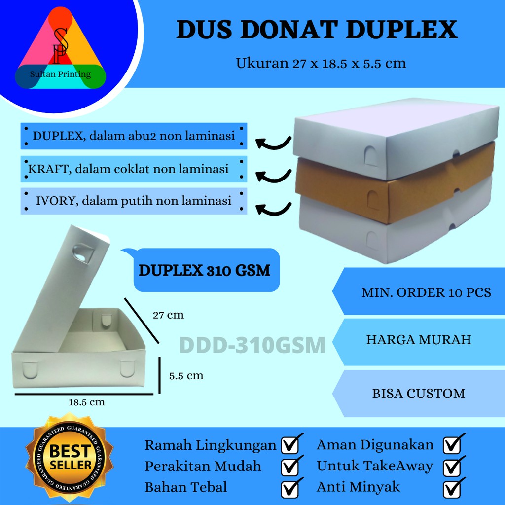 Jual DUS DONAT / KOTAK DONAT / BOX DONAT (DUPLEX) | Shopee Indonesia