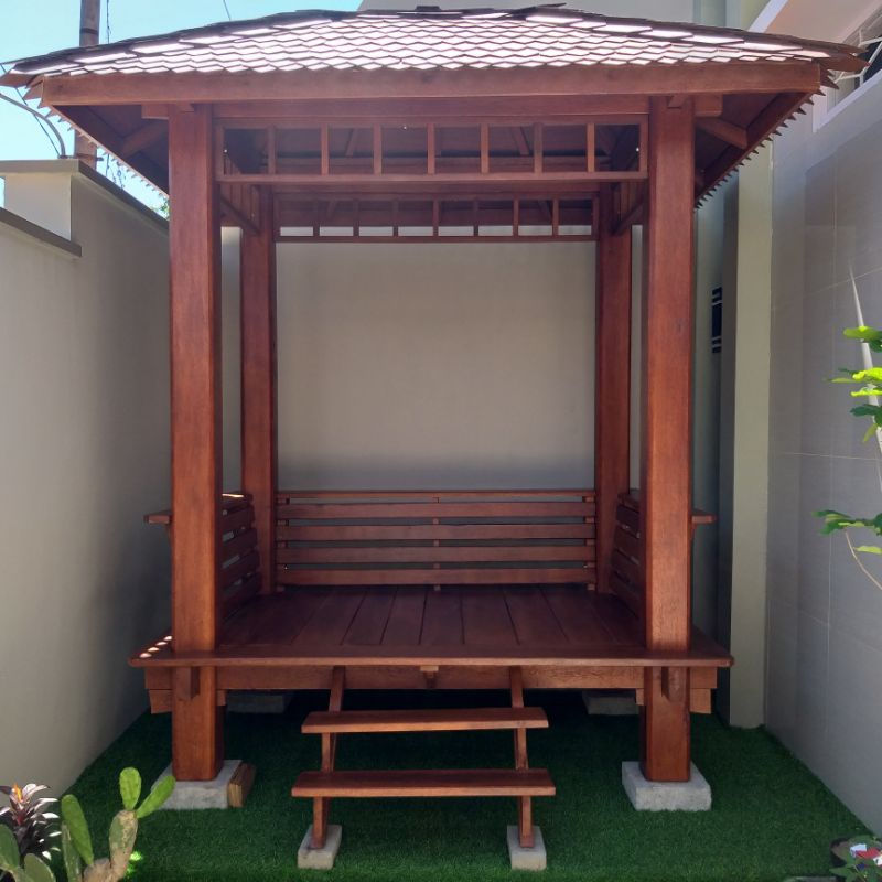 Jual Gazebo Kecil Ukuran 2x1,5 meter, Gasebo Kayu Kelapa, Model ...