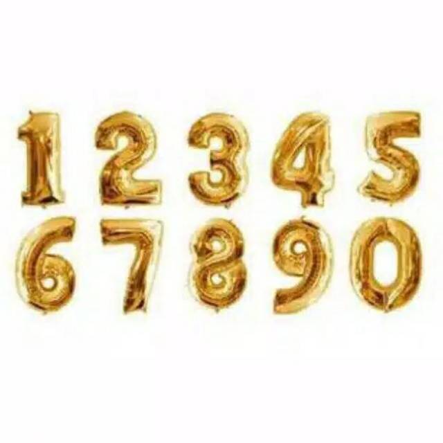 Jual BALON FOIL ANGKA GOLD BALON ANGKA WARNA GOLD UKURAN 40 CM SATUAN ...