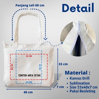 Jual Tote Bag Kanvas Custom 1 hari Jadi Totebag Landscape Kanvas Tebal Custom Penutup Resleting ...