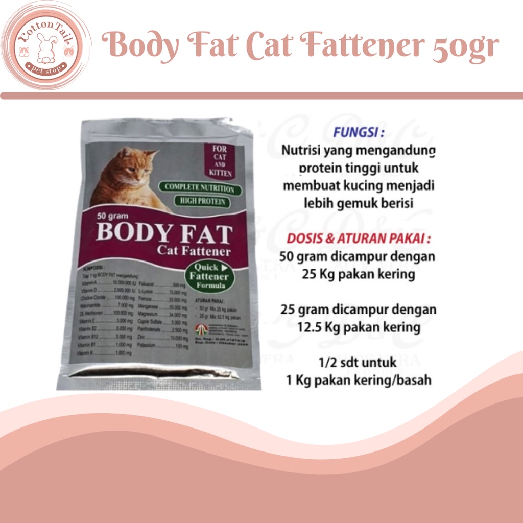 Jual BODY FAT CAT FATTENER 50GR VITAMIN PENGGEMUK KUCING | Shopee Indonesia
