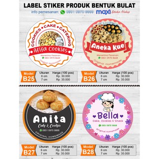 Jual Cetak Stiker Label Produk Kue Stiker Toples Kue Bentuk Bulat Isi ...
