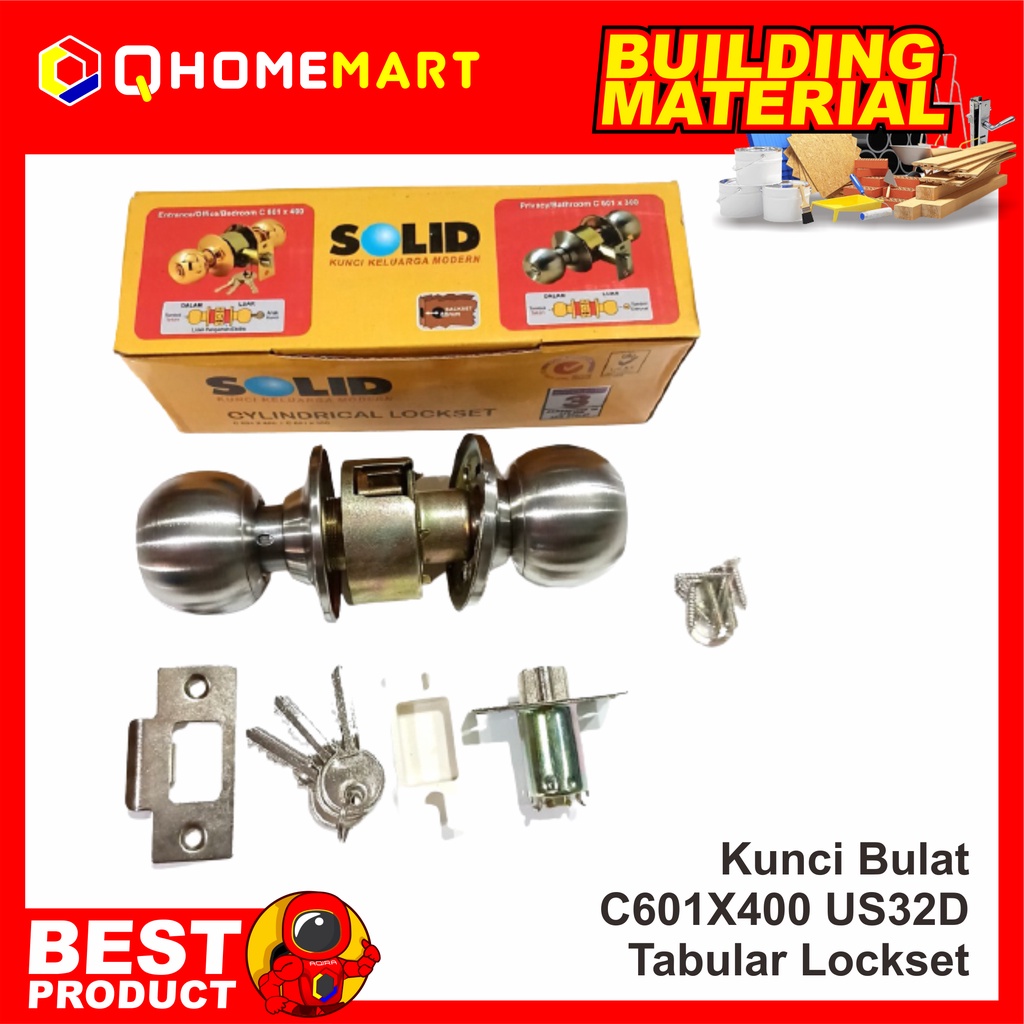 Jual Handle Kunci Bulat SOLID C601X400 US32D Tabular Lockset | Shopee ...