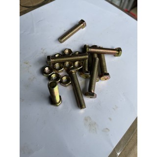 Jual BMK M8 x 50 - BAUT MUR BESI KUNING KUNCI 12 PJG 5 CM DRAT HALUS - HEXAGON BOLT NUT YELLOW ...