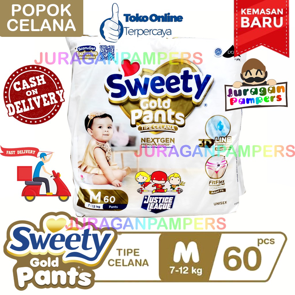 Jual Sweety Gold Pants Jumbo M 60 Type Celana Nextgen Premium Diaper ...