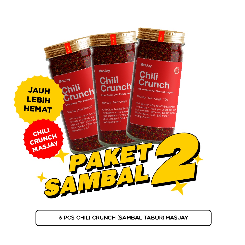 Jual MASJAY Combo Hemat 2 Pcs Chili Crunch Merapi (Sambal Tabur Gurih ...