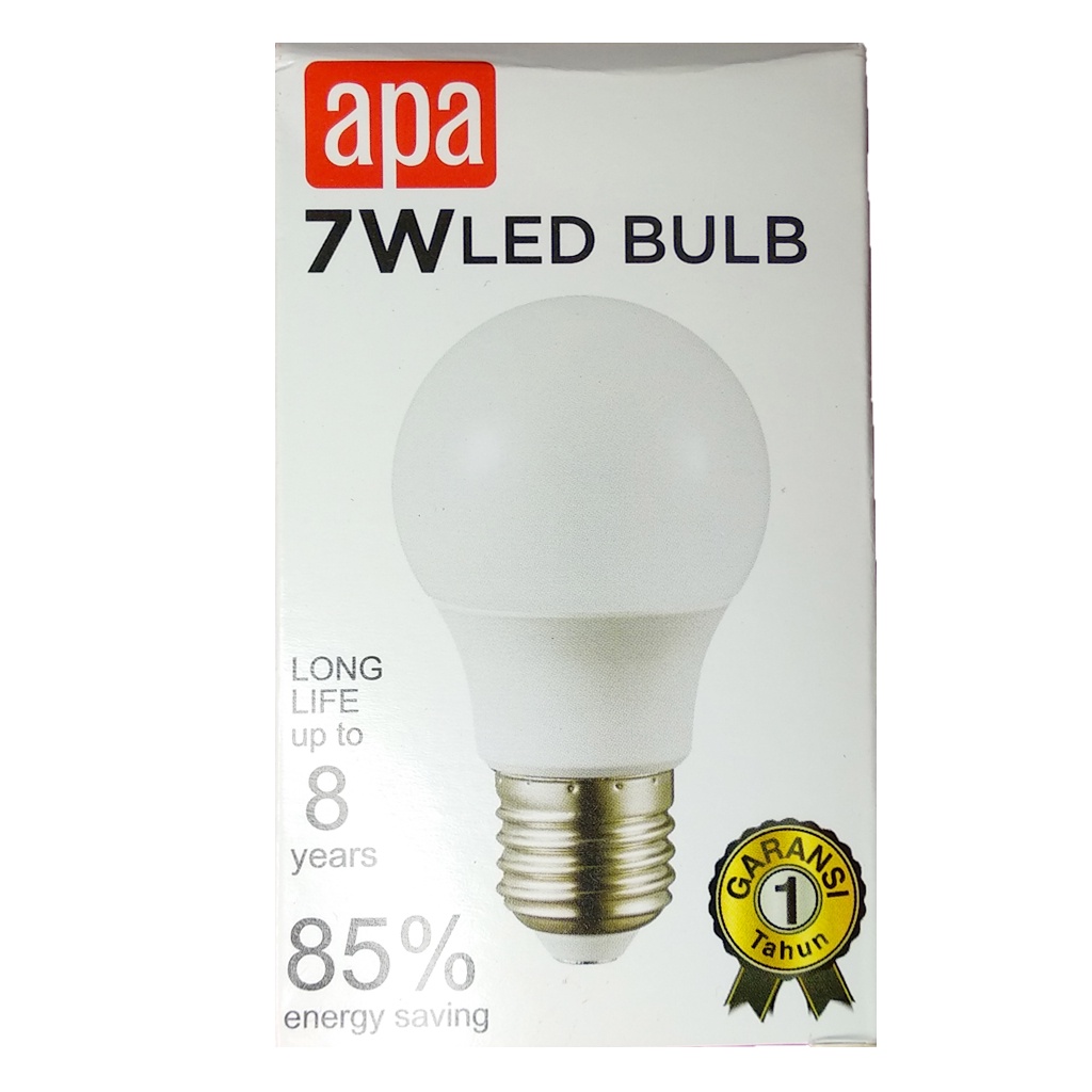 Jual APA Lampu Bohlam LED 7W 6500K 560 Lumens Hemat Listrik | Shopee ...