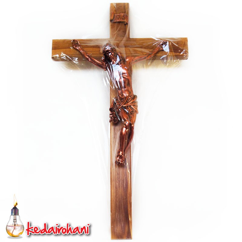 Jual Salib Dinding Gantung Kayu Courpus Patung Yesus INRI Fiberglass 80 ...