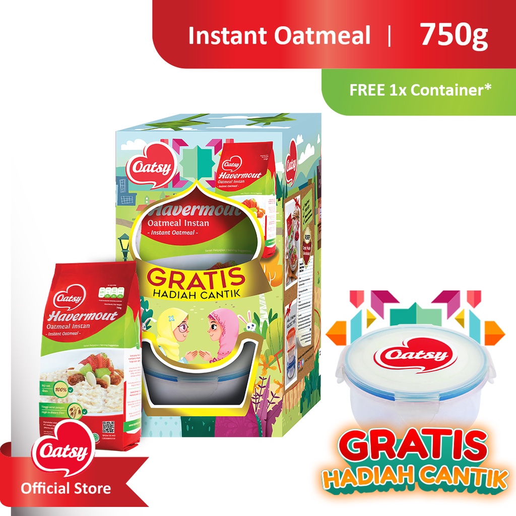 Jual OATSY Instant Oatmeal 750g + Free Container | Shopee Indonesia