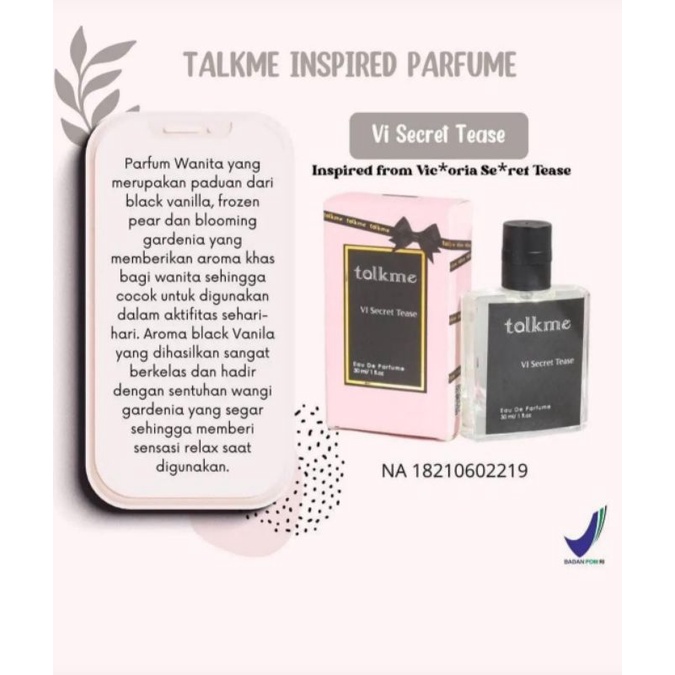 Jual TALKME PARFUME 30ml (spray) dan 6ml (roll on) | Shopee Indonesia