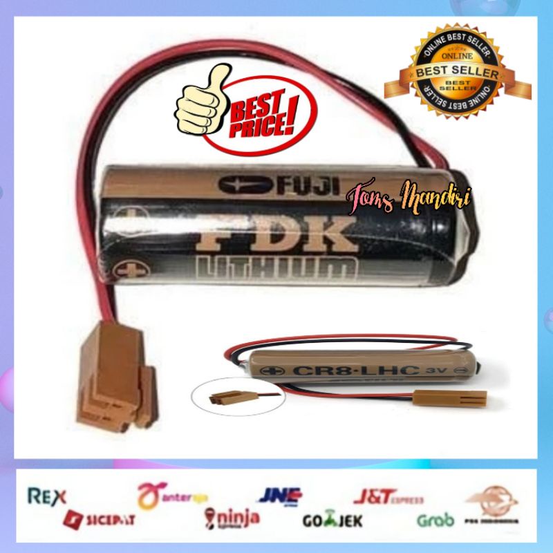 Jual Battery fuji FDK CR8-LHC 3V lithium 3000mAH fanuc LX988L- cnc | Shopee Indonesia
