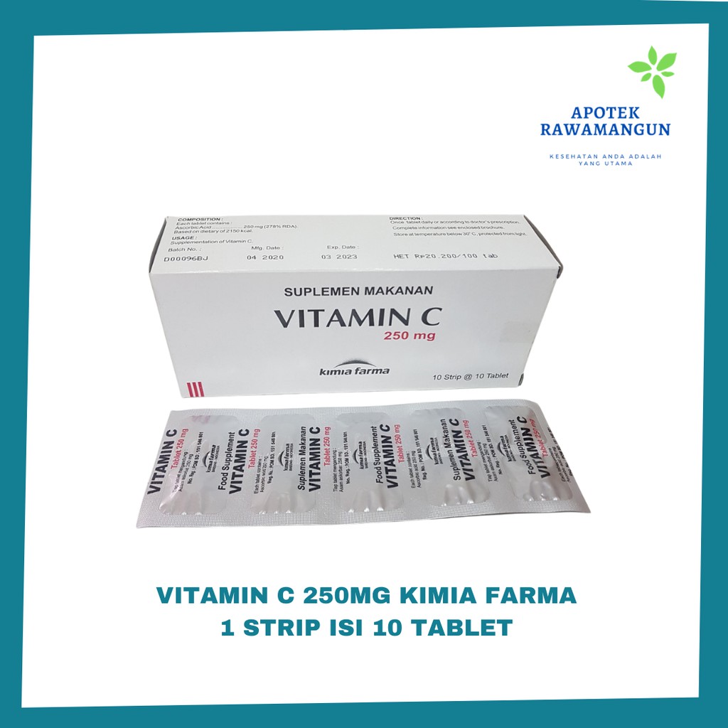 Jual Vitamin C 250mg Kimia Farma - 1 Strip Isi 10 Tablet | Shopee Indonesia