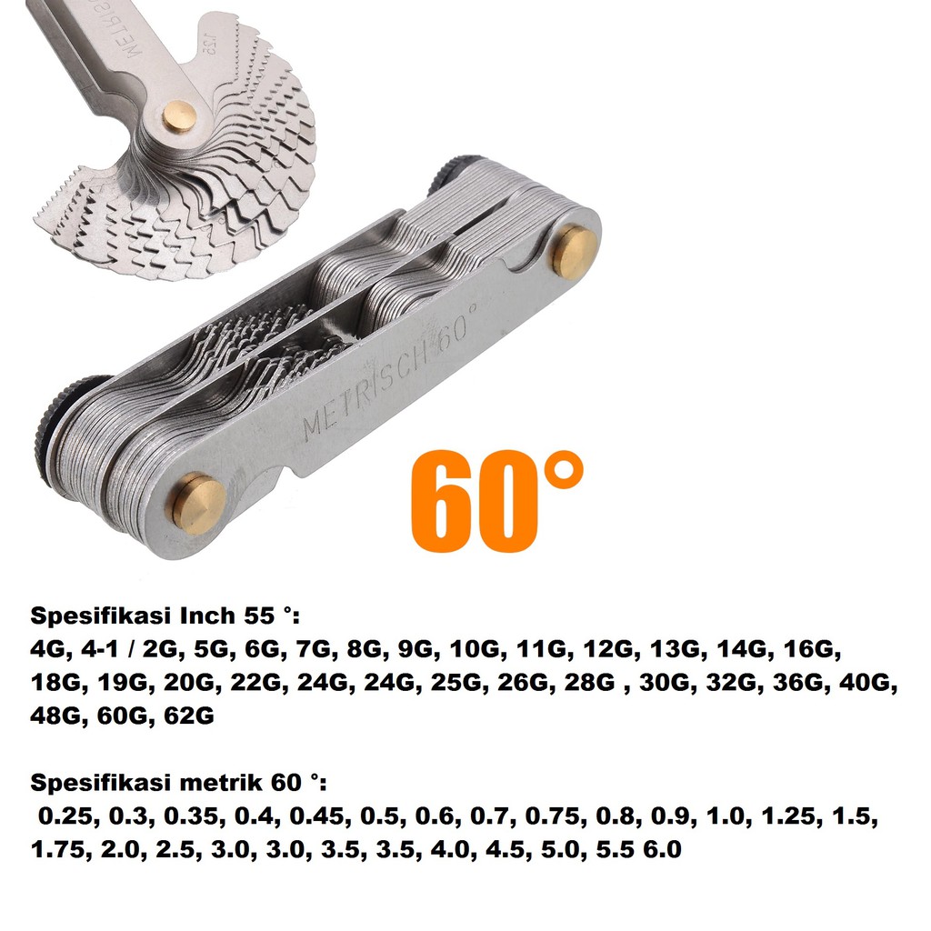 Jual Alat ukur Jarak Ulir 60 Dan 55 Derajat Whitworth Metric Screw ...