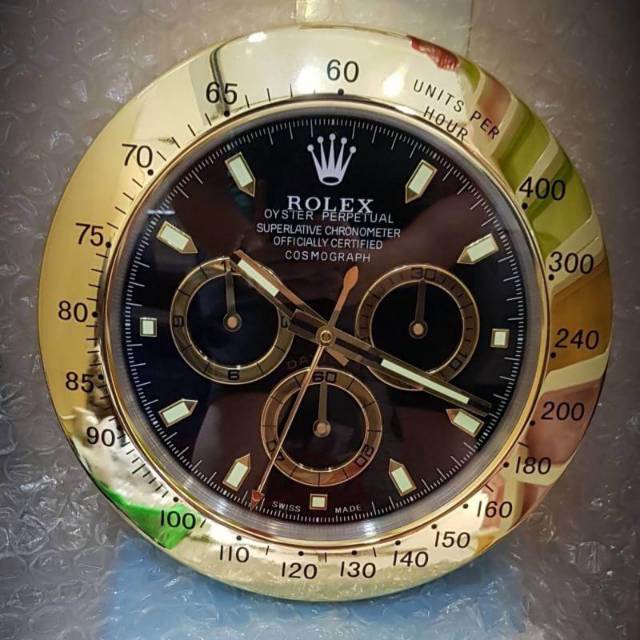 Jual Jam Dinding Rolex Daytona Gold Black Dial Best Quality 1:1 Terbaik ...