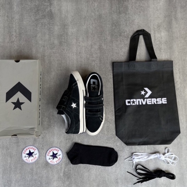 Jual Converse One Star Velcro Black White (Gratis Tote Bag Converse ...
