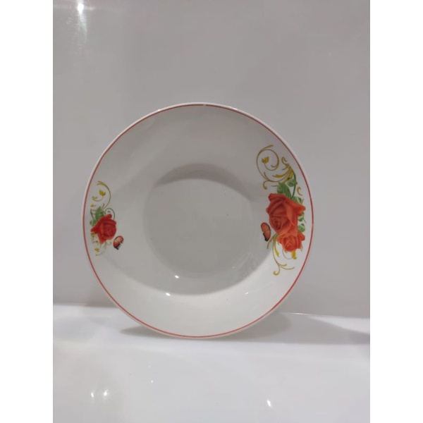 Jual Piring Makan 8 Inch Keramik Bunga Merah | Shopee Indonesia