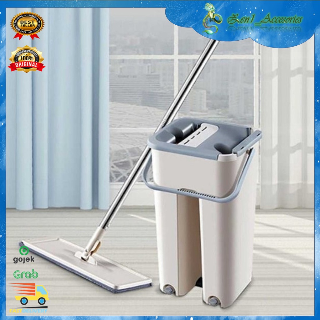 Jual {ZEN1} ALAT PEL SET PEMBERSIH LANTAI MAGIC MOP FLAT WITH BUCKET ...