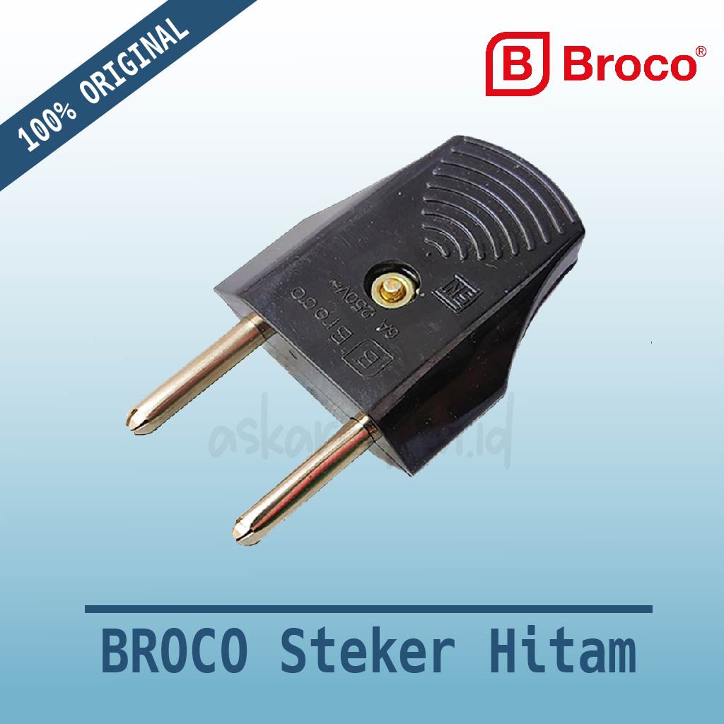 Jual Steker Biasa Broco 344Ln Std 2-Pole Plug 2.5A 250V Black | Shopee ...