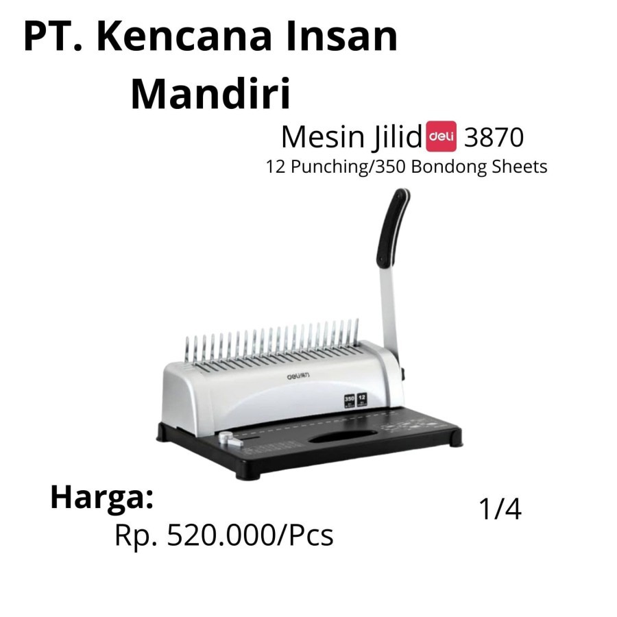 Jual Mesin Jilid Spiral (Plastik) Deli 3870/Mesin Jilid Spiral Murah ...