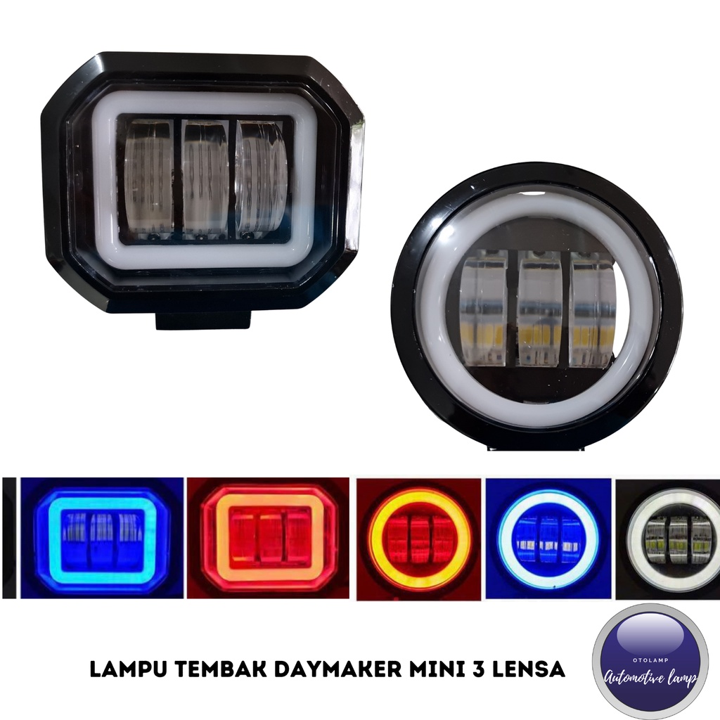 Jual Lampu DRL mini 3 lensa led CWL kotak dan bulat | Shopee Indonesia