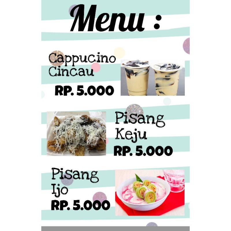 Jual Daftar menu makanan / jajanan ukuran kertas HVS A4 laminating ...