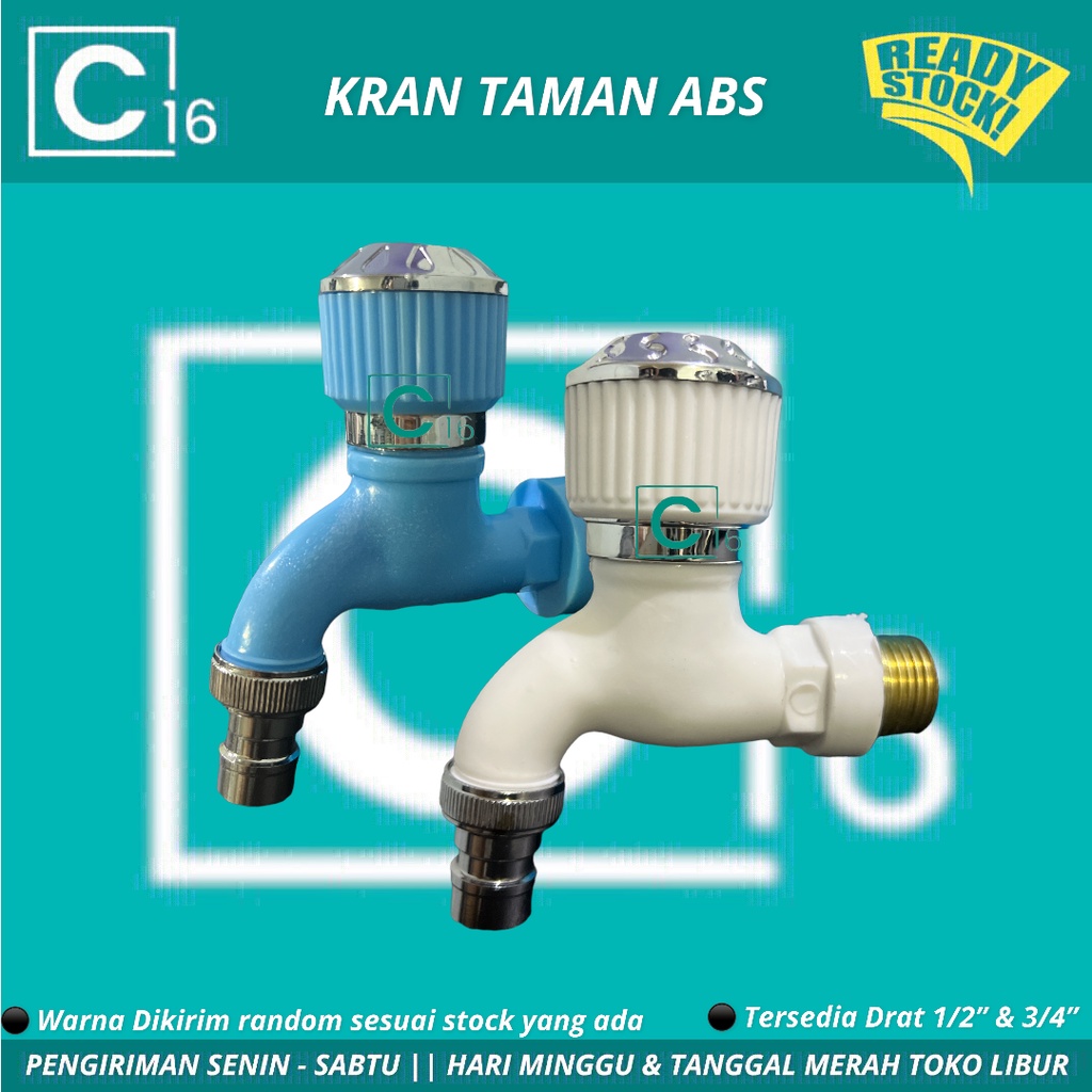 Jual Kran Taman ABS Model Bulat Stainless Warna 1/2 Inch 3/4 Inch Kran ...