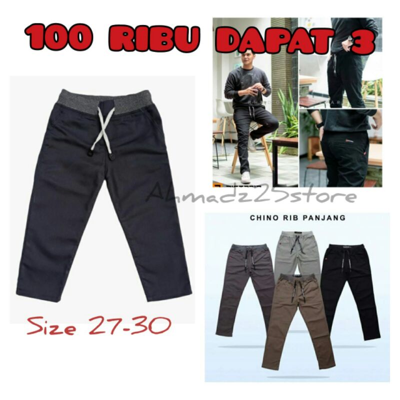 Jual 100 Ribu Dapat 3 Celana Panjang Chinos Polos Ukuran Dewasa ... Jual 100 Ribu Dapat 3 Celana Panjang Chinos Polos Ukuran Dewasa ...