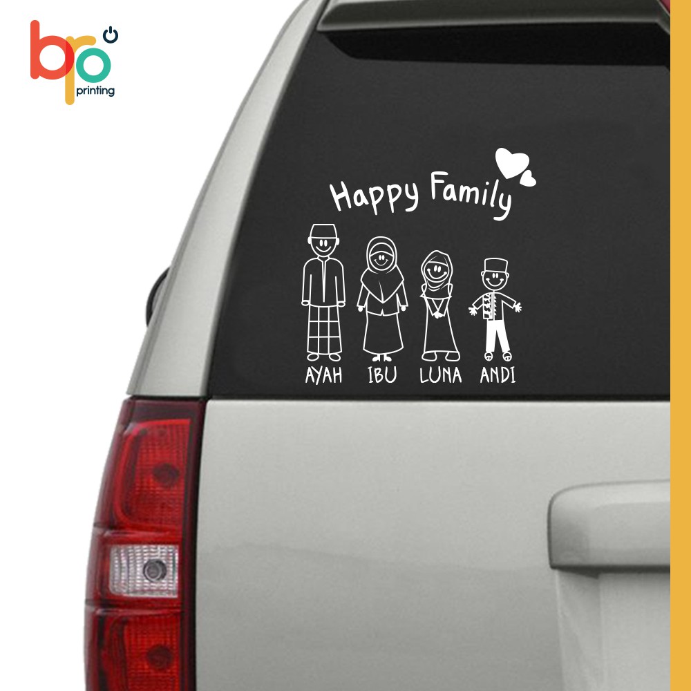 Jual CUTTING STIKER BELAKANG MOBIL | STICKER HAPPY FAMILY | Shopee ...