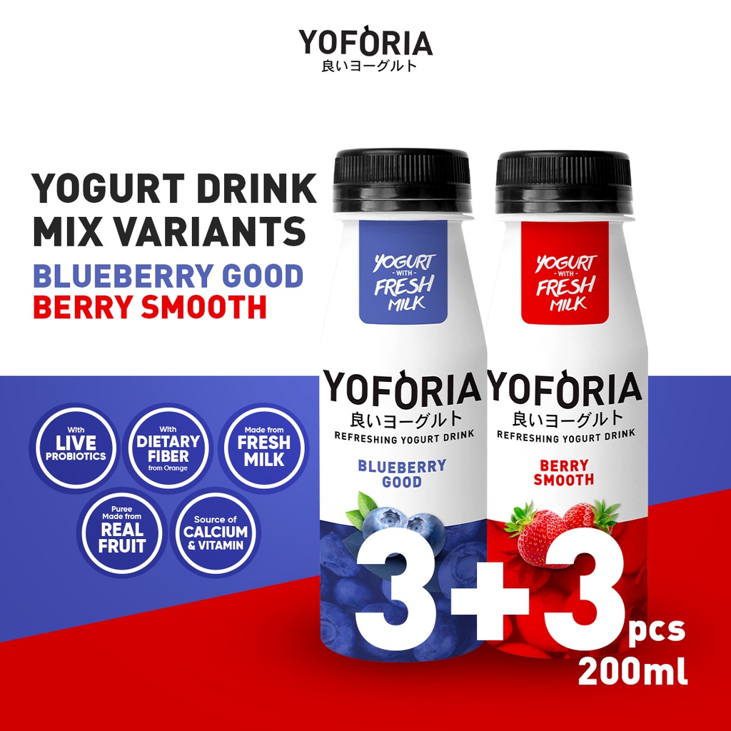 Yoforia Yogurt Drink 6 in 1 - Blueberry & Berry Smooth (Mix) | Shopee ...