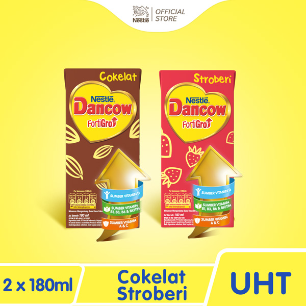 Jual Dancow Fortigro Susu UHT Cokelat 180 mL + Stroberi Usia Sekolah ...