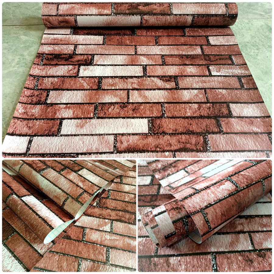 Jual beli 5 gratis 1 // Walpaper Sticker Dinding BATU ALAM 3D murah ...