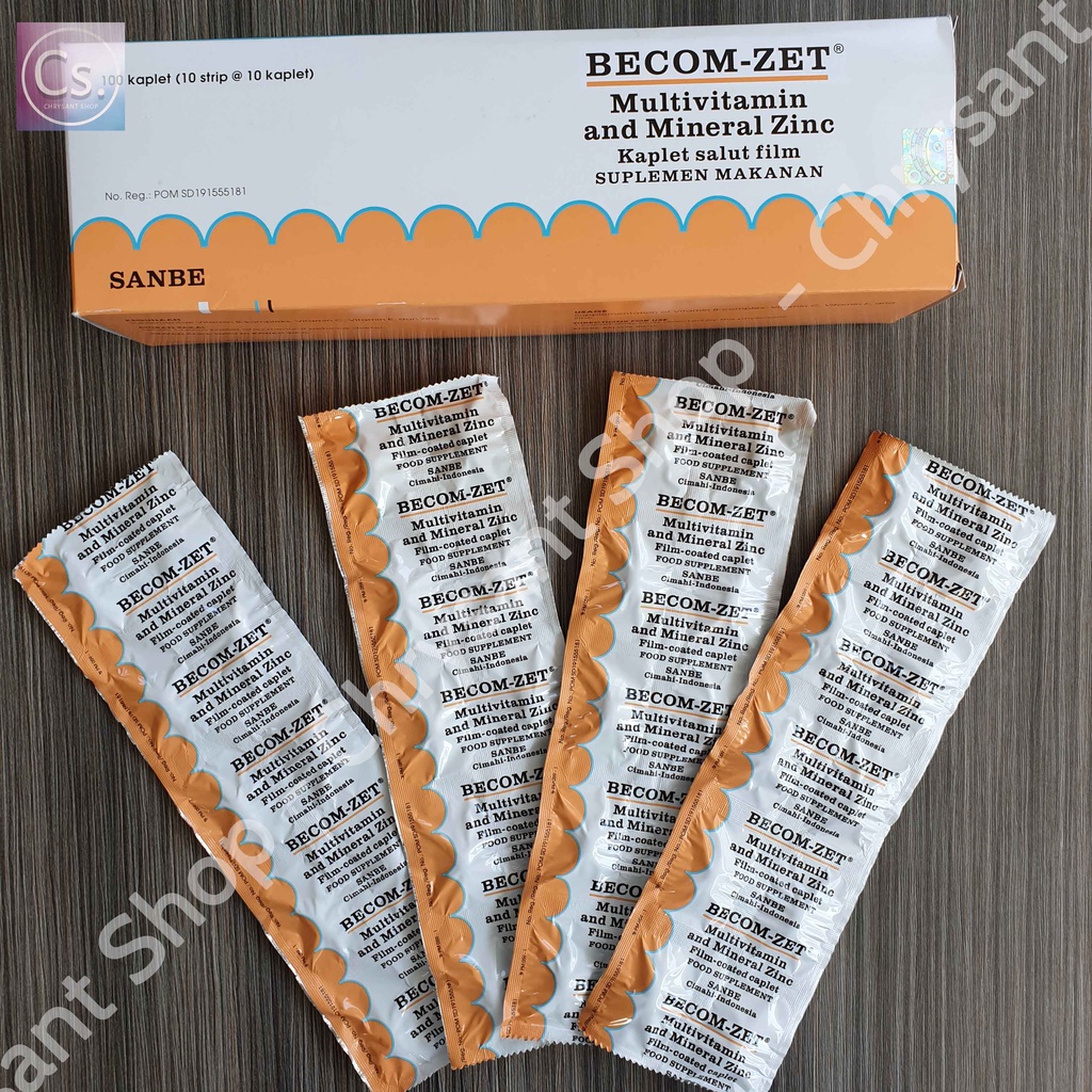 Jual Becom Zet / Becom-zet Multivitamin dan Zinc Strip isi 10 Tablet ...