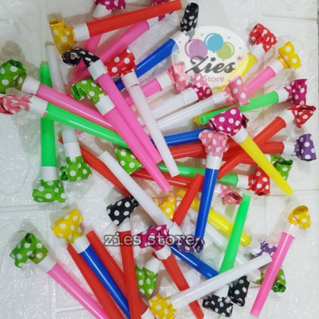 Terompet lidah polkadot / tetompet ulang tahun kertas polkadot (isi 10 ...