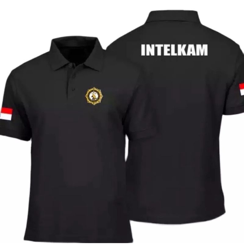 Jual BAJU POLO INTELKAM LOGO DEPAN BELAKANG NEW MODEL SABLON PUTIH ...