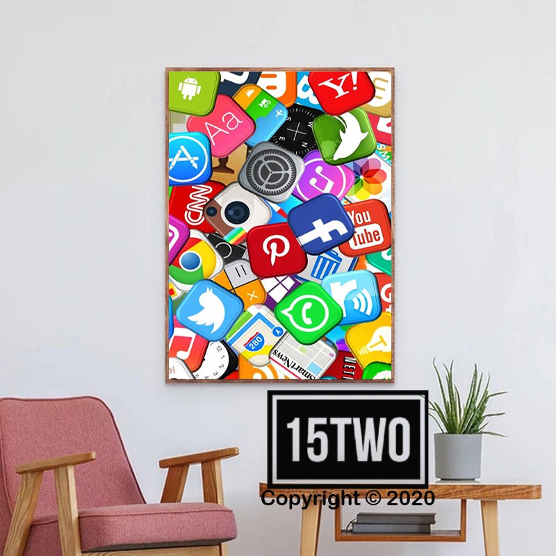 Jual Hiasan Dinding Ruang Tamu ICON SOSMED SIZE 20x30 CM Dekorasi ...