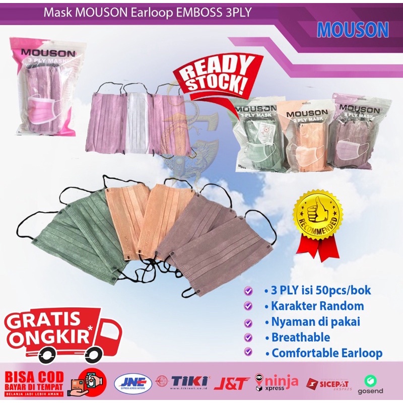 Jual MASKER MOUSON 3PLY EARLOOP WARNA ISI 50 PCS KEMASAN SACHET ZIP ... Jual MASKER MOUSON 3PLY EARLOOP WARNA ISI 50 PCS KEMASAN SACHET ZIP ...