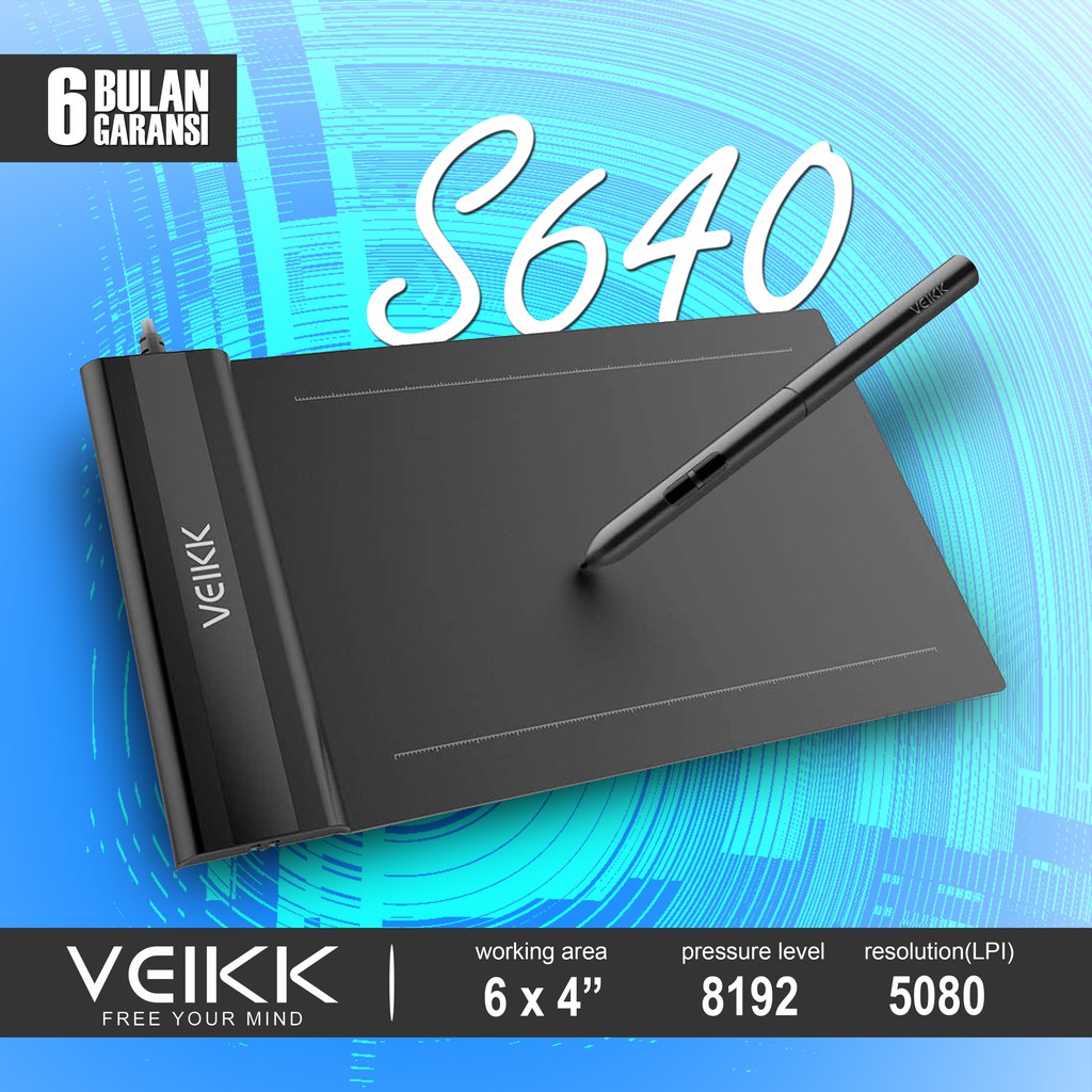 VEIKK S640 Digital Graphic Drawing Pen Tablet OSU Electromagnetic ...