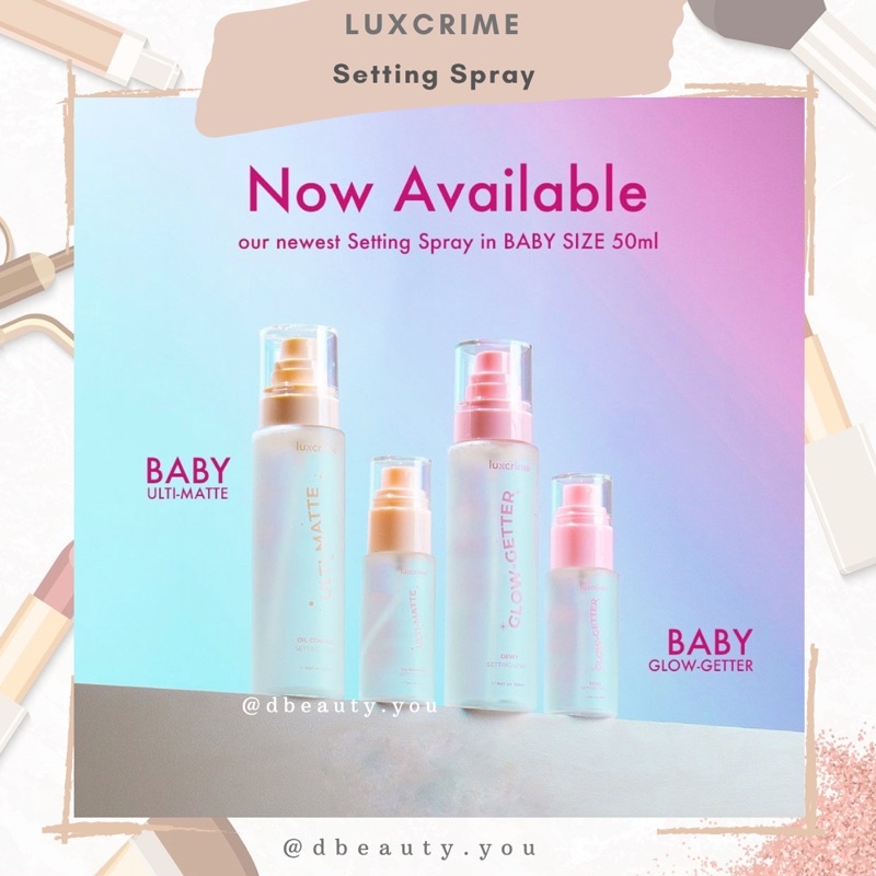 Jual LUXCRIME Setting Spray Ulti-Matte Oil Control / Glow-Getter Dewy ...