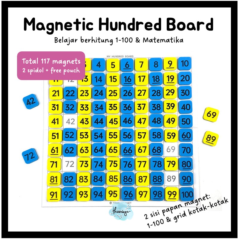 Jual Magnetic Hundred Board Game Papan Berhitung Angka 1 - 100 Magnet ...
