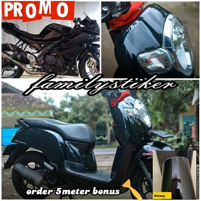 Jual Sticker Hitam Skotlet Motor Warna Hitam Glosy/Doff | Shopee Indonesia