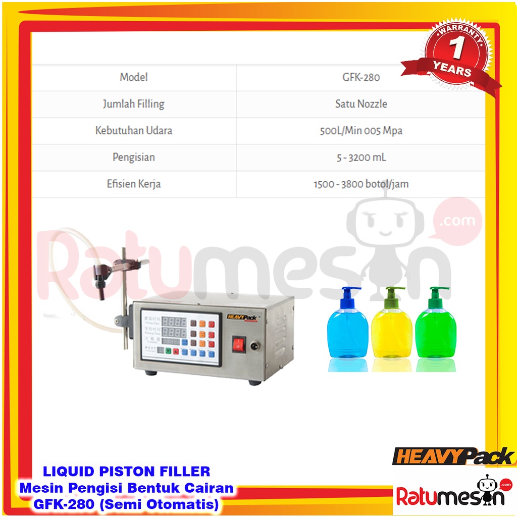 Jual Filling Liquid Machine / Mesin Pengisi Bentuk Cairan Otomatis GFK-280 HEAVYPACK - 1 Nozzle ...
