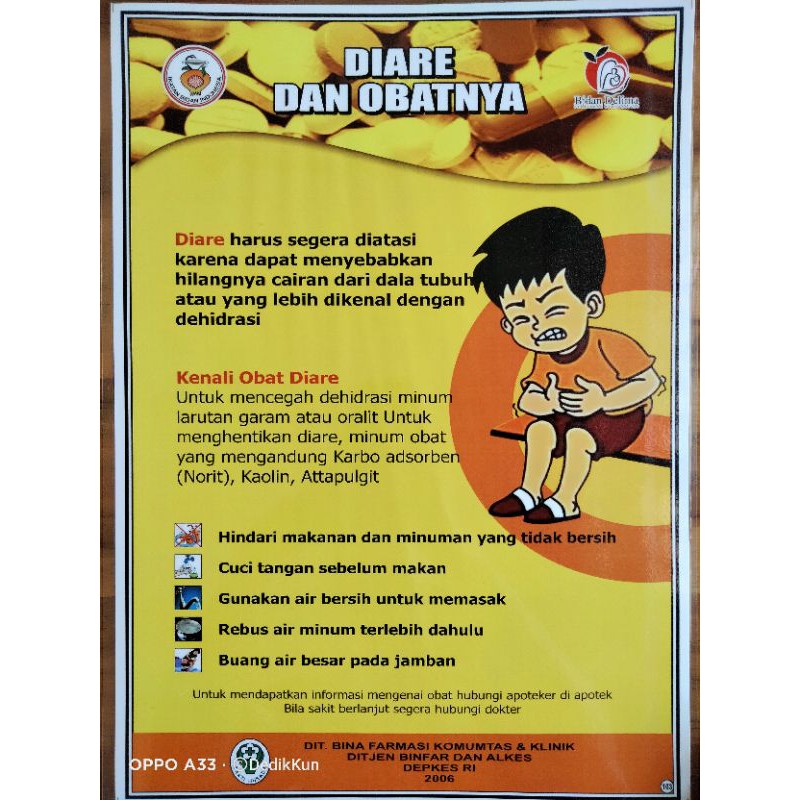 Jual (103) POSTER KESEHATAN DIARE DAN OBATNYA Indonesia|Shopee Indonesia