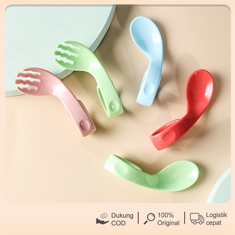 Jual [COD] 2 In 1 Sendok + Garpu Set Sendok Garpu Anak Training Belajar ...