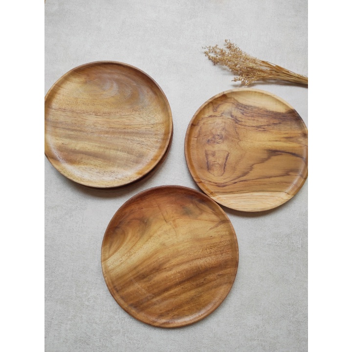 Jual PIRING KAYU JATI BULAT / PIRING MAKAN / PIRING CANTIK / TRAY ...