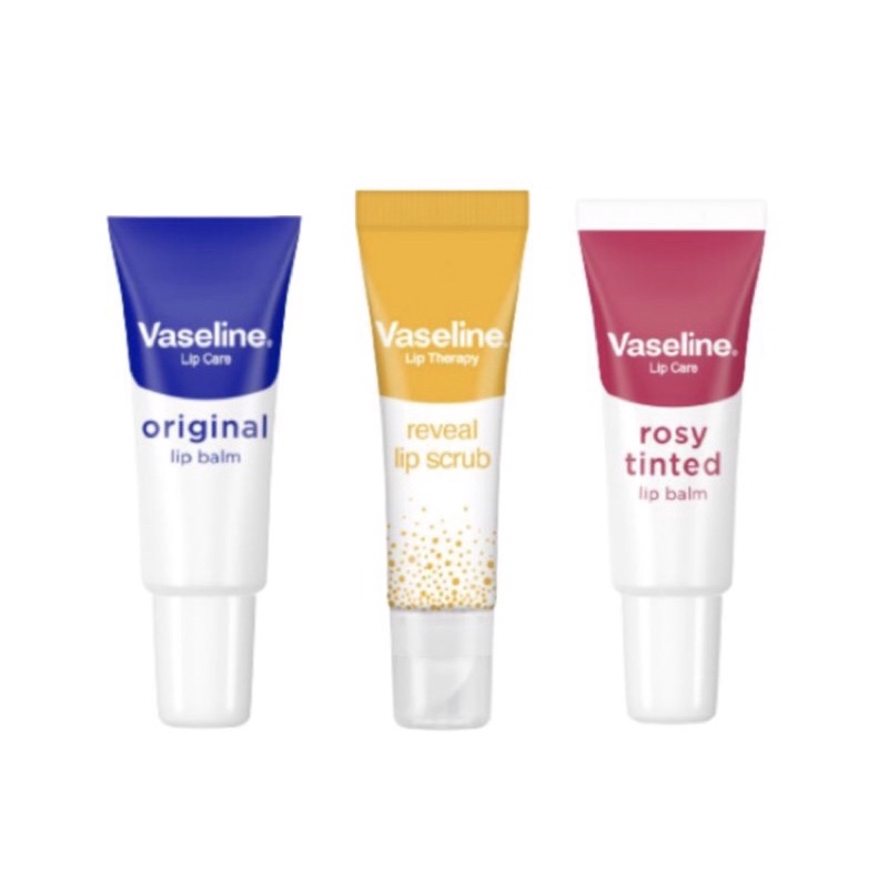 Jual VASELINE LIP CARE ORIGINAL, ROSY TINTED & REVEAL LIP SCRUB 10GR | Shopee Indonesia