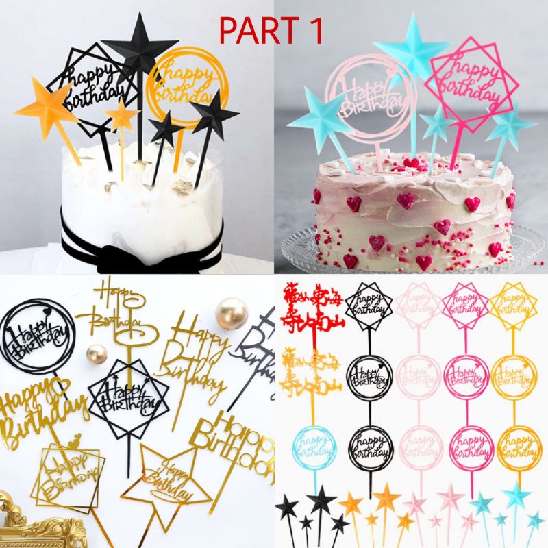 Jual TOPPER CAKE ULANG TAHUN PART 1 TOPPER HAPPY BIRTHDAY HBD SELAMAT ...