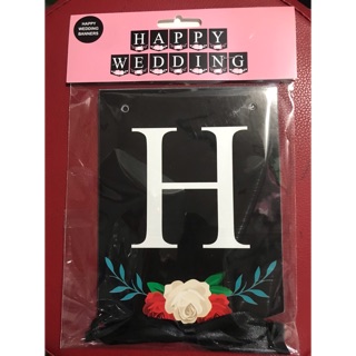 Banner happy wedding hitam / putih bunga | Shopee Indonesia
