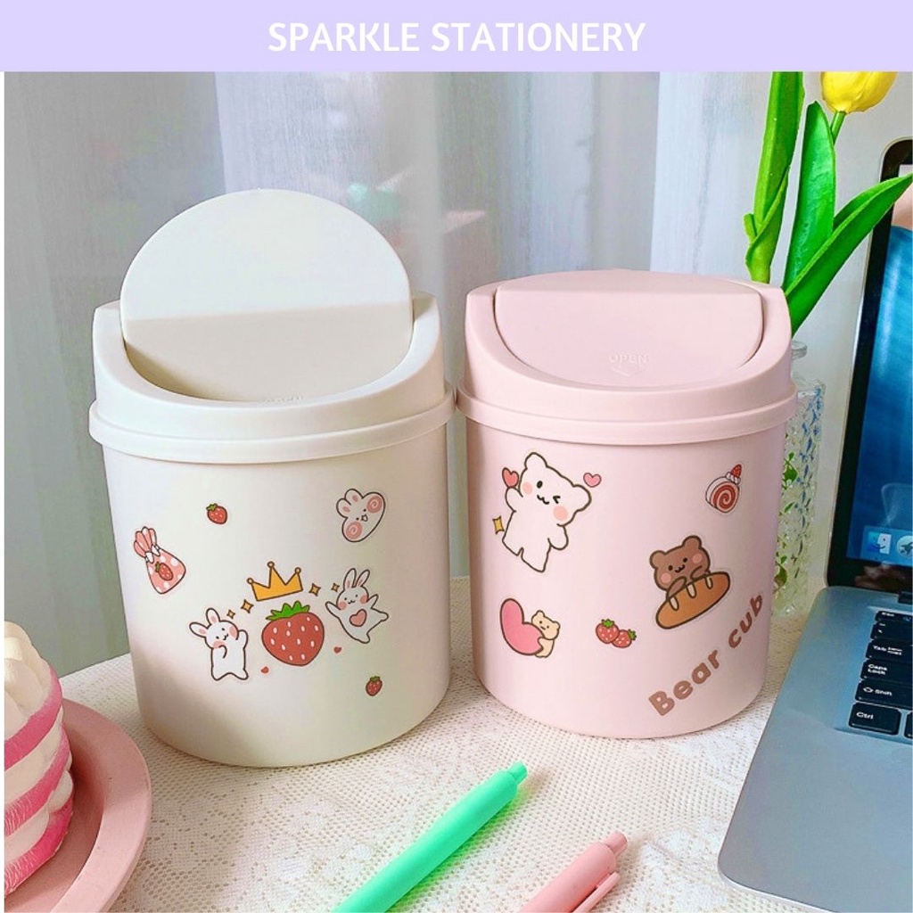 Jual Mini Trash Bin Aesthetic Tong Sampah Kecil Estetik Tiga Warna ...