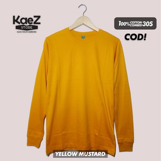 Jual KAOS POLOS LENGAN PANJANG KUNING BUSUK / LS YELLOW MUSTARD / BAJU ...