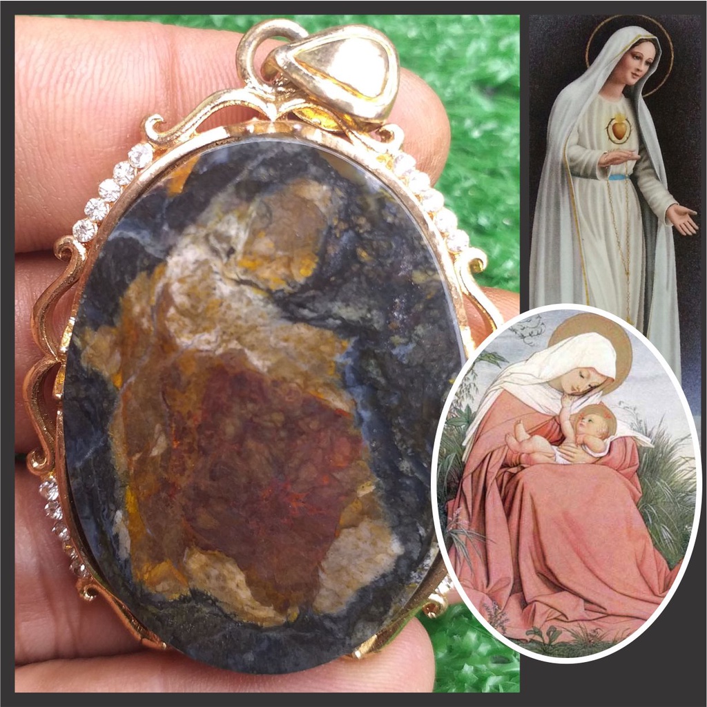 Jual Batu Gambar Liontin Bunda Maria Berdoa Aura Indah Alami Berkarakter | Shopee Indonesia